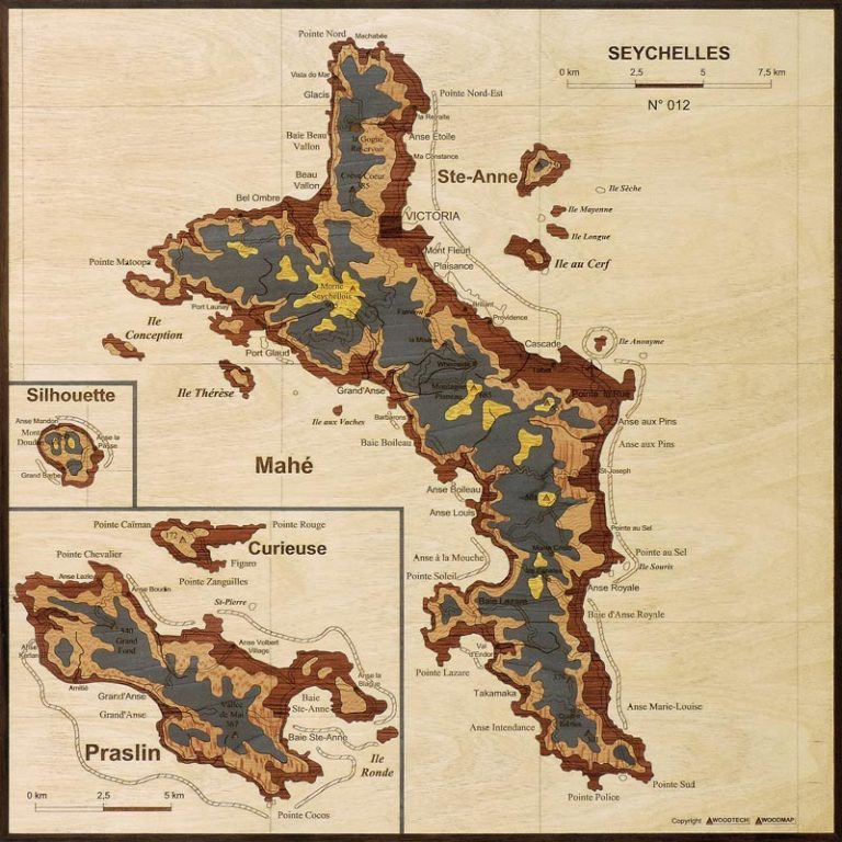 Carte des Seychelles - Woodmap